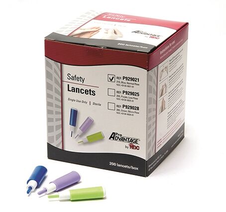 Pressure Activated Safety Lancets 25G, Low Flow, 1.5mm Depth, Purple ...