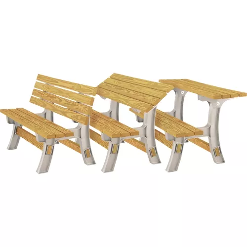 Basics® Flip Top Park Bench / Table, 96" X 26" X 34", Sand, Plastic ...