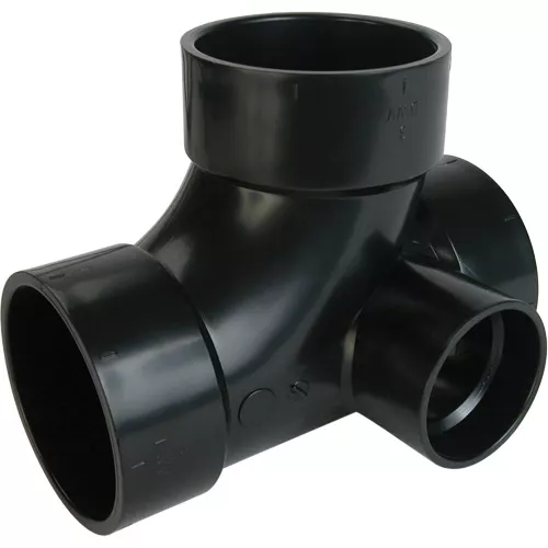 Bow Plumbing Right Side Inlet Tee Fitting, 3" x 1-1/2", Sanitary ...