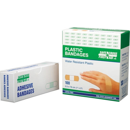 Safecross Bandages 3X3/4 Plastic Sterile - Box of 100 (3041) | Linen Plus
