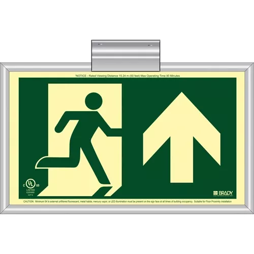 Brady BradyGlo® Running Man Exit Sign with Up Arrow, 8-1/2" X 15 ...