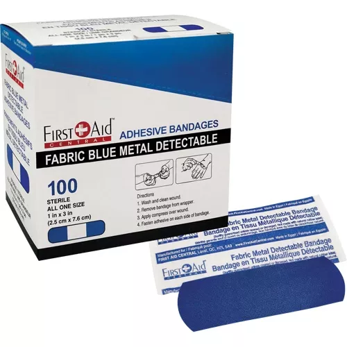 First Aid Central Bandages, 3" X 1", Rectangular/Square, Fabric Metal ...