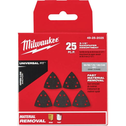 Milwaukee 3-1/2" Open-Lok™ Triangle Sanding Paper Set, Sanding - Pack ...