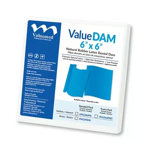 ValueDAM 6x6 Latex Dental Dams Economy Pack 90/box, Blue | Linen Plus